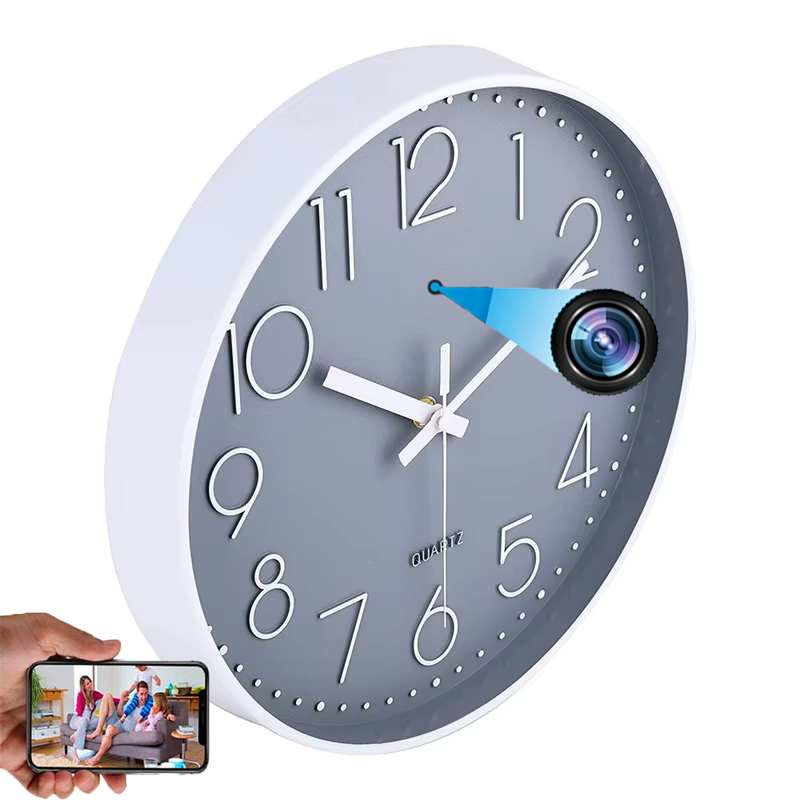 Wall clock with surveillance camera, living room clock with small ...